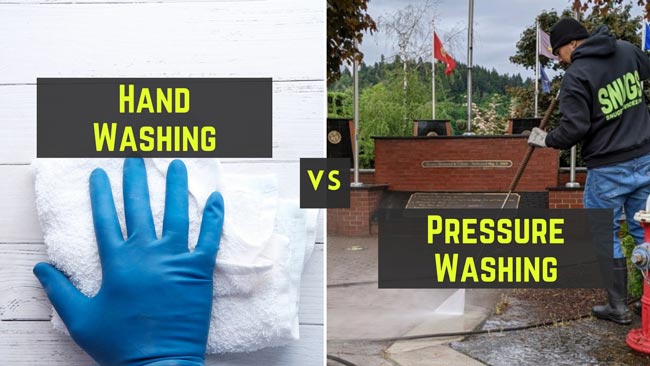 Hand Washing vs Pressure Washing - Snugs Services
